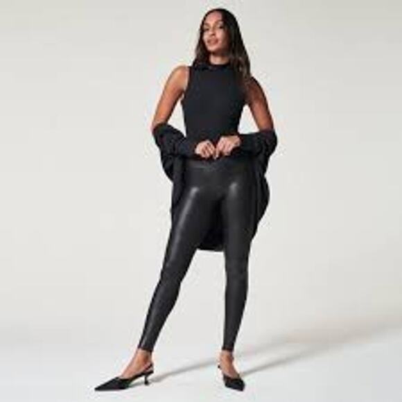 SPANX | Pants & Jumpsuits | Spanx Shaping Faux Leather Leggings In ...
